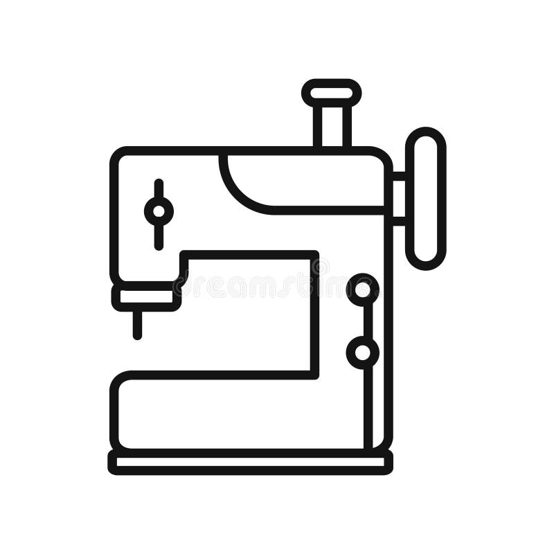 Sewing Machine Black and White Illustration Stock Vector - Illustration ...