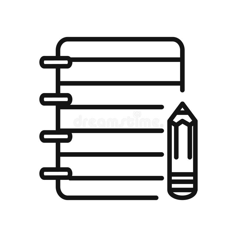 Student Notes Icon Black and White Illustration Stock Vector ...