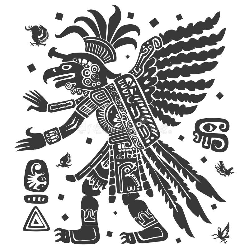 Stylized Eagle Warrior in Aztec Style, Ancient Mesoamerican Culture ...