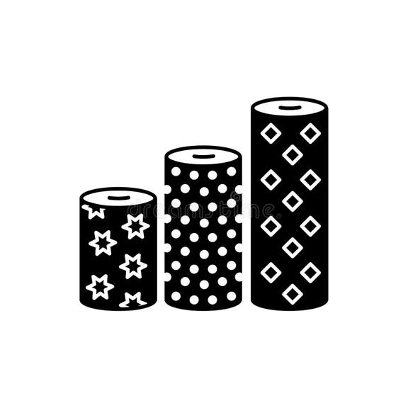 Black & White Vector Illustration of Fabric Assortments. Flat Icon of ...