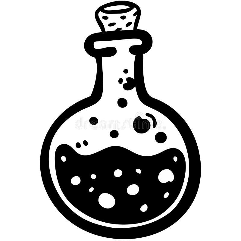 Black and White Potion Bottle Vector Illustration for Science or ...