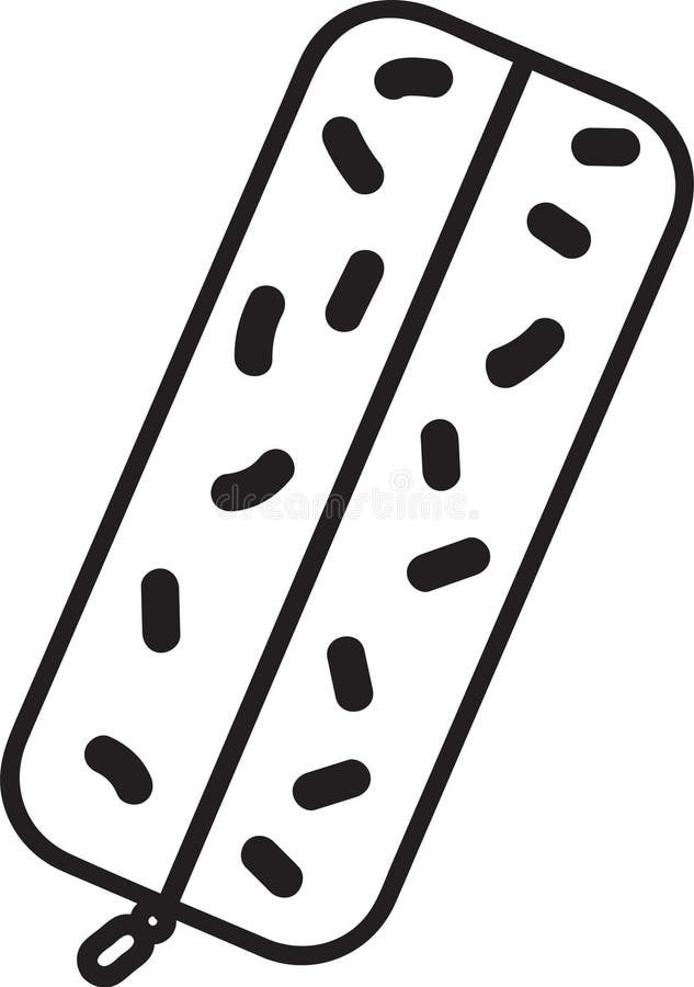 Black and White Vector Illustration Featuring a Rectangular Pencil Case ...