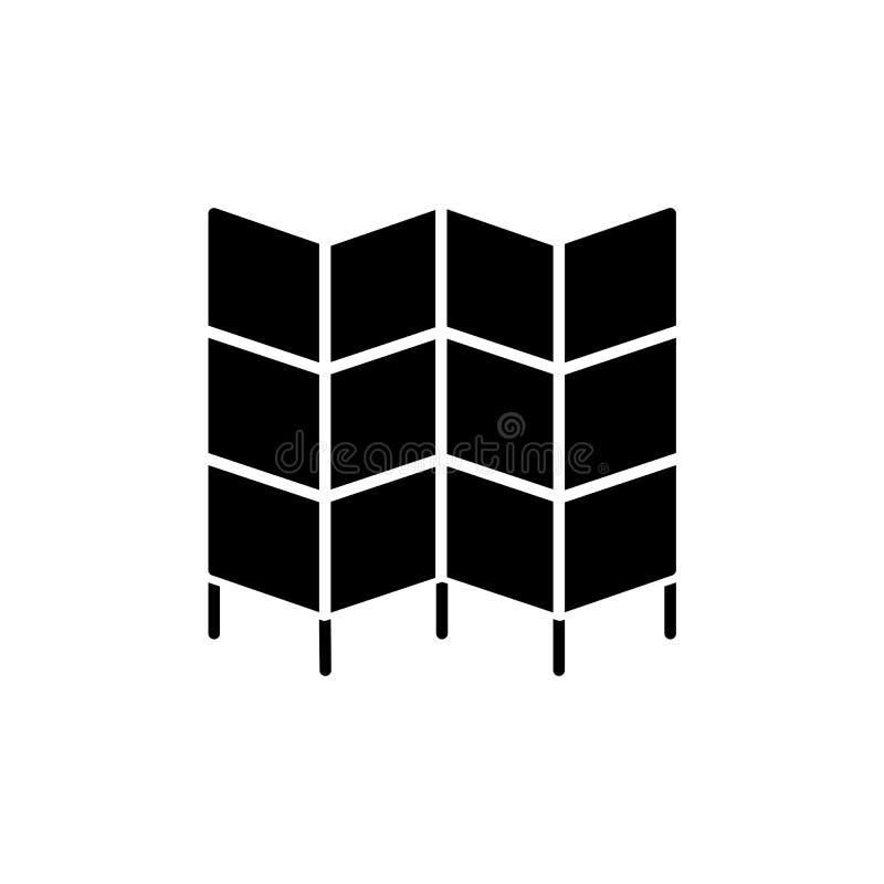 Black & White Vector Illustration of Folding Screen. Flat Icon O Stock ...