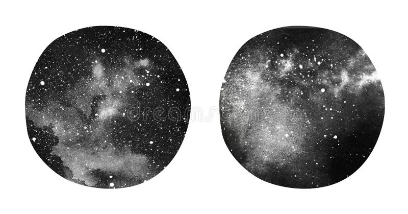 Black and White Vector Illustration with Galaxy. Isolated Circle Stock ...