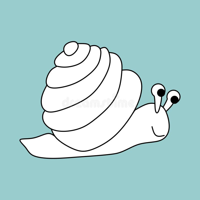 Black and White Vector Illustration, Hand Drawn Cute Snail. Linear ...