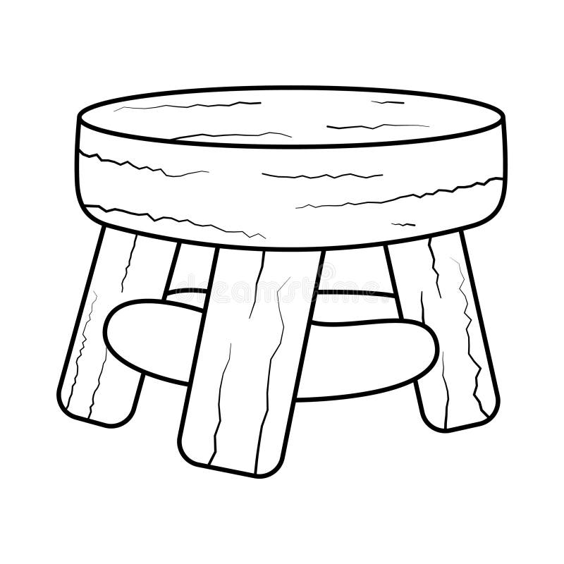 Wooden Stool Outline Vector Illustration Stock Illustration ...