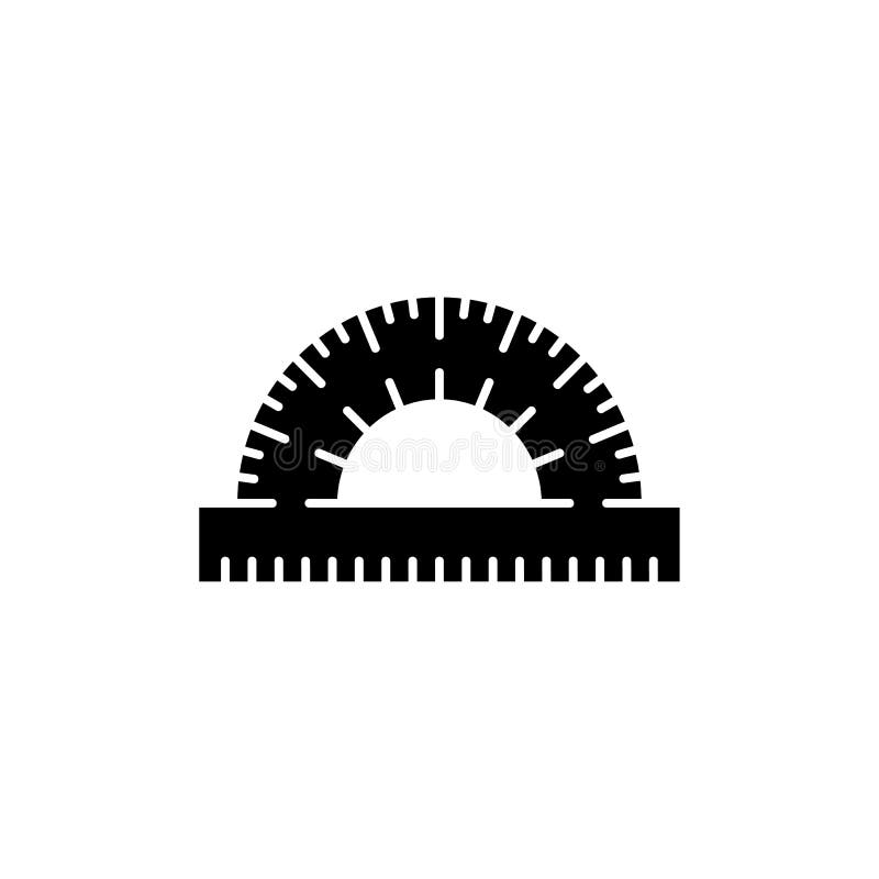Black & White Vector Illustration of School Math Protractor. Fla Stock ...
