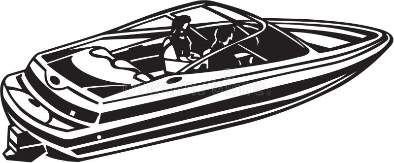 Black and White Speedboat Illustration Stock Vector - Illustration of ...