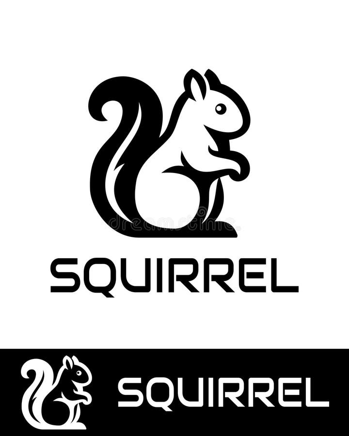 A Black and White Vector Illustration of a Squirrel Logo Stock Vector - Illustration of outline ...