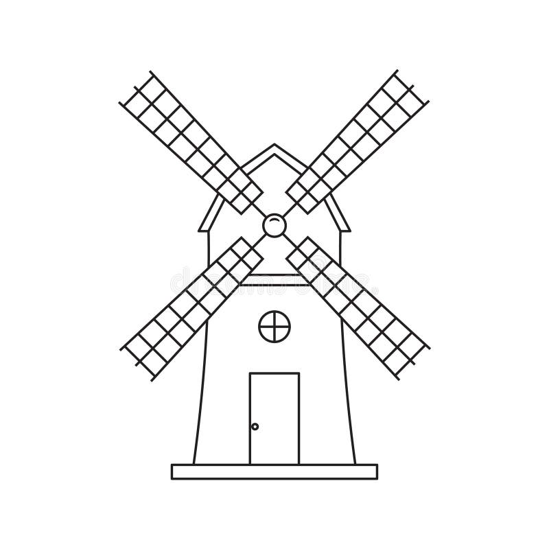 Windmill Outline Vector Illustration Stock Illustration - Illustration ...