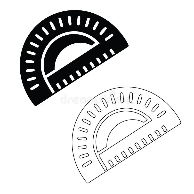 Black and White Vector Illustration of Two Semicircle Protractors ...