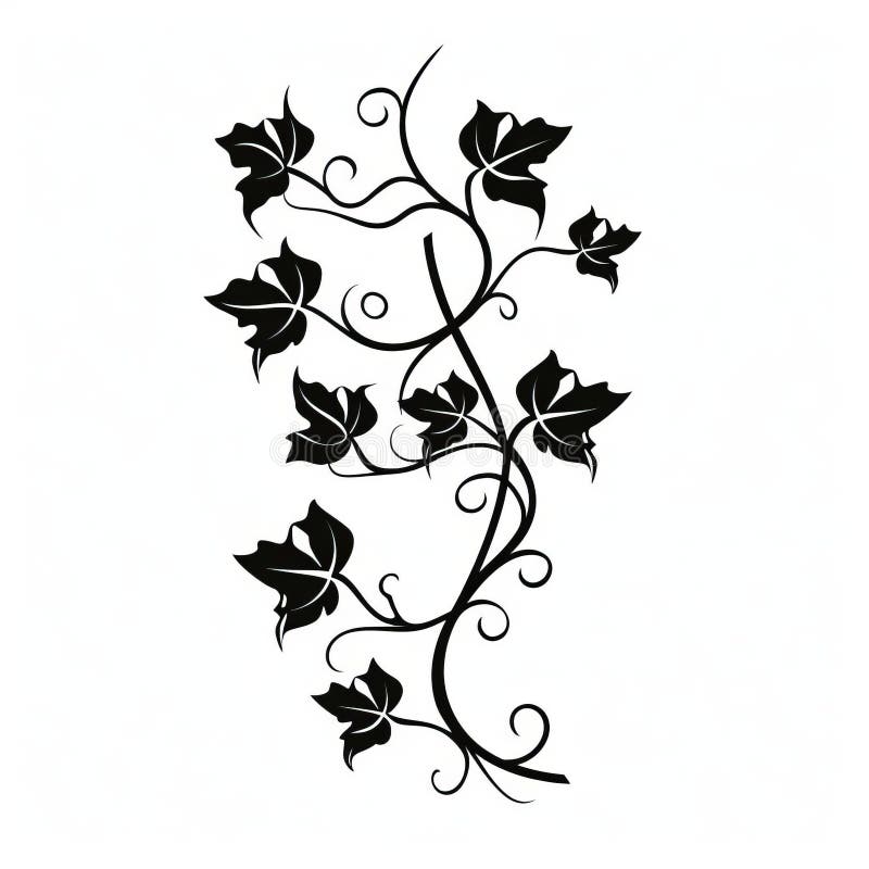 Romantic Gothic Vines Vector - Sleek and Stylized Wall Hangings Stock ...