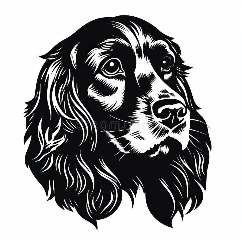 Captivating Spaniel Dog Logo in Wood Engraving Style Stock Illustration ...