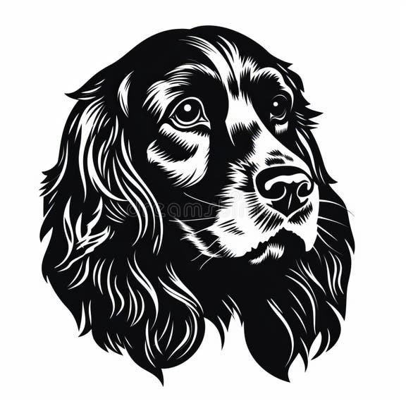 Captivating Spaniel Dog Logo in Wood Engraving Style Stock Illustration ...