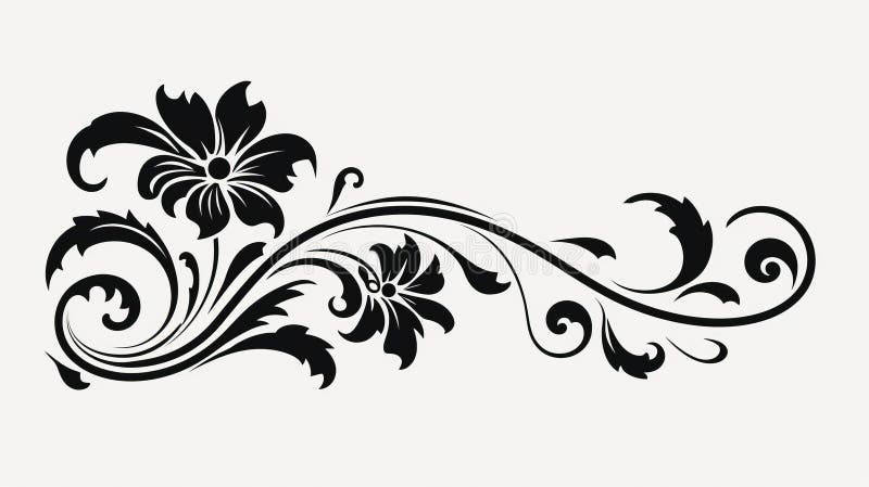 Vintage Floral Silhouette Vector Art with Ornamental Elements Stock ...