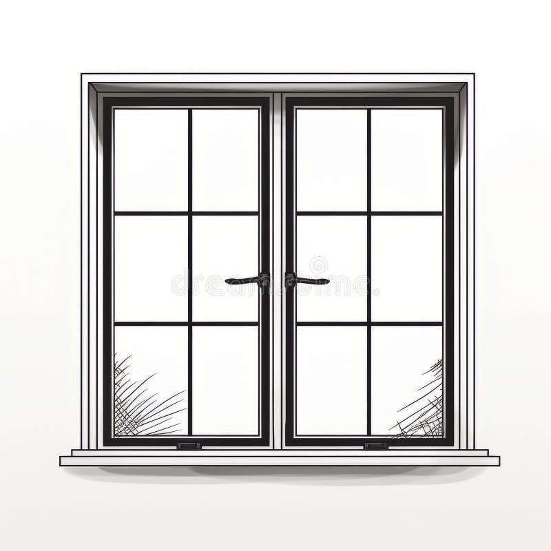 Classic Black and White Window Drawing with Vibrant and Functional ...