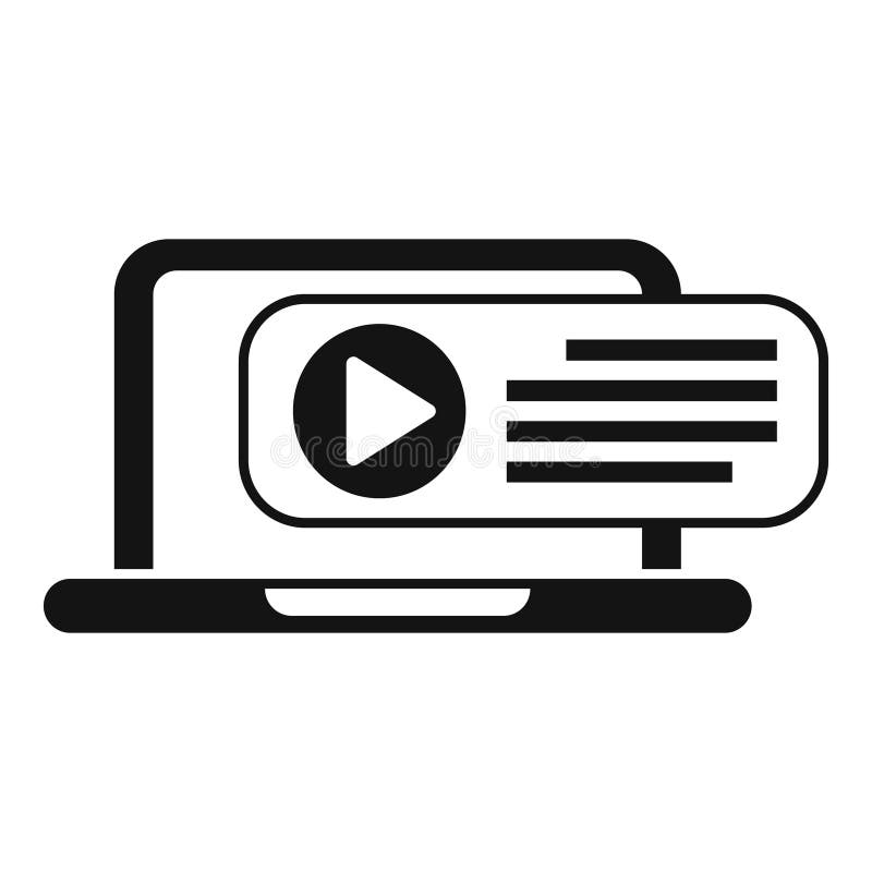 Online Video Play Icon on Laptop Illustration Stock Vector ...