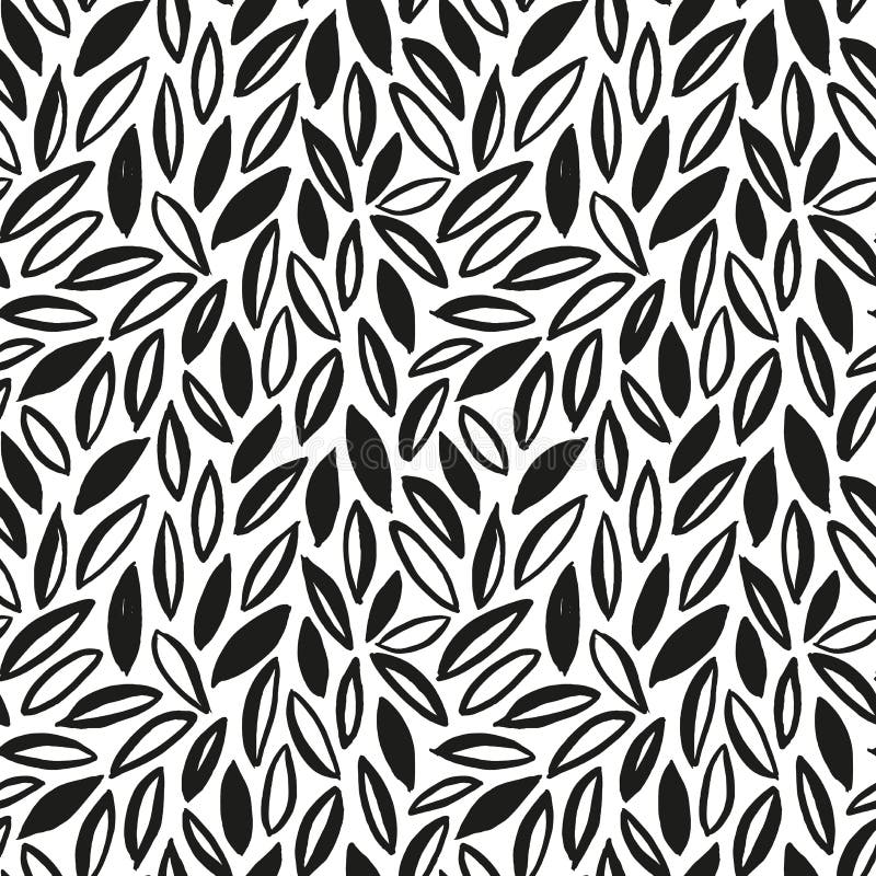 Black and White Vector Leaves Seamless Pattern. Stock Vector ... Black and White Vector Leaves Seamless Pattern. Stock Vector ...