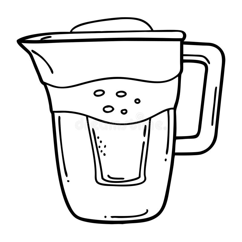 Black and White Vector Pitcher Illustration for Kitchen Decor Stock ...