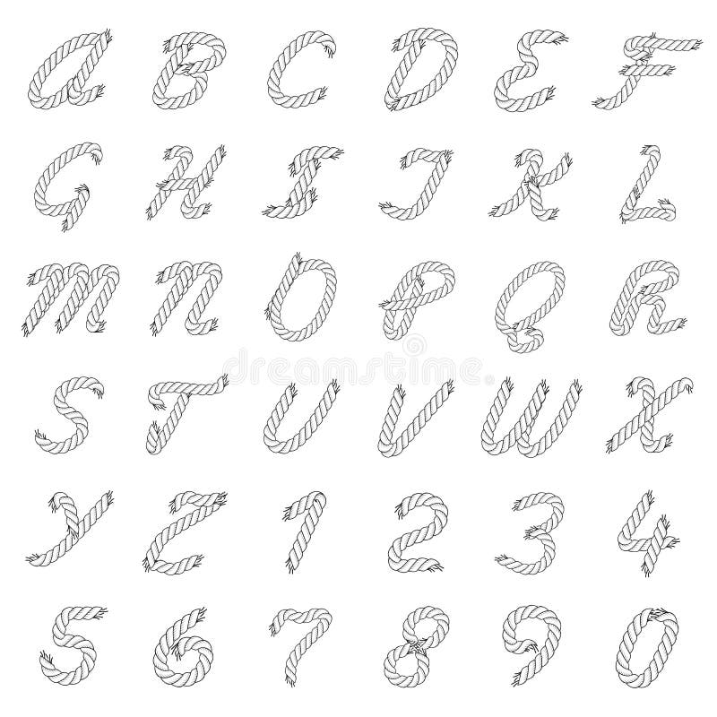 Black and White Vector Rope Alphabet Stock Vector - Illustration of ...