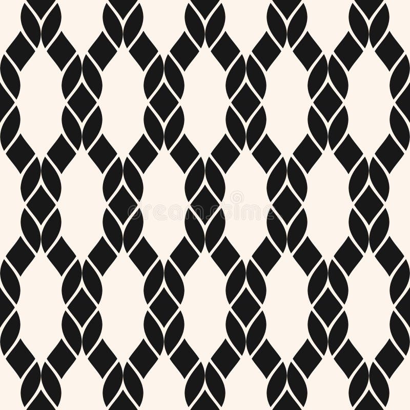 Black and White Vector Seamless Pattern with Mesh, Weave, Fishnet ...