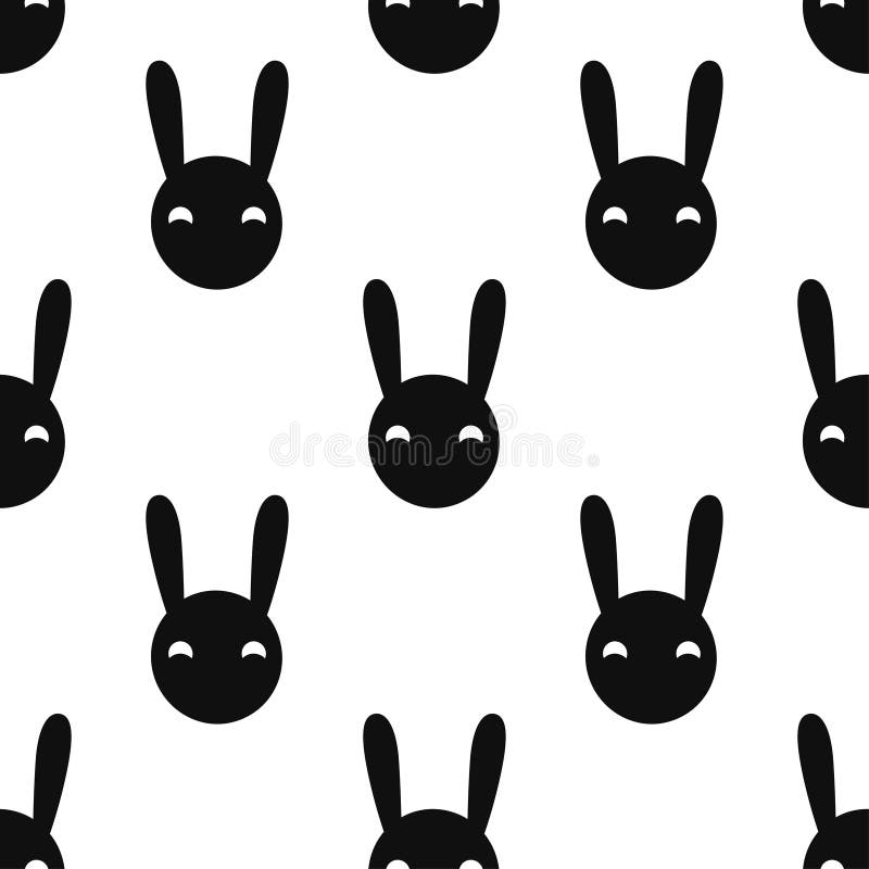 Black and White Vector Seamless Rabbit Pattern Stock Vector ...