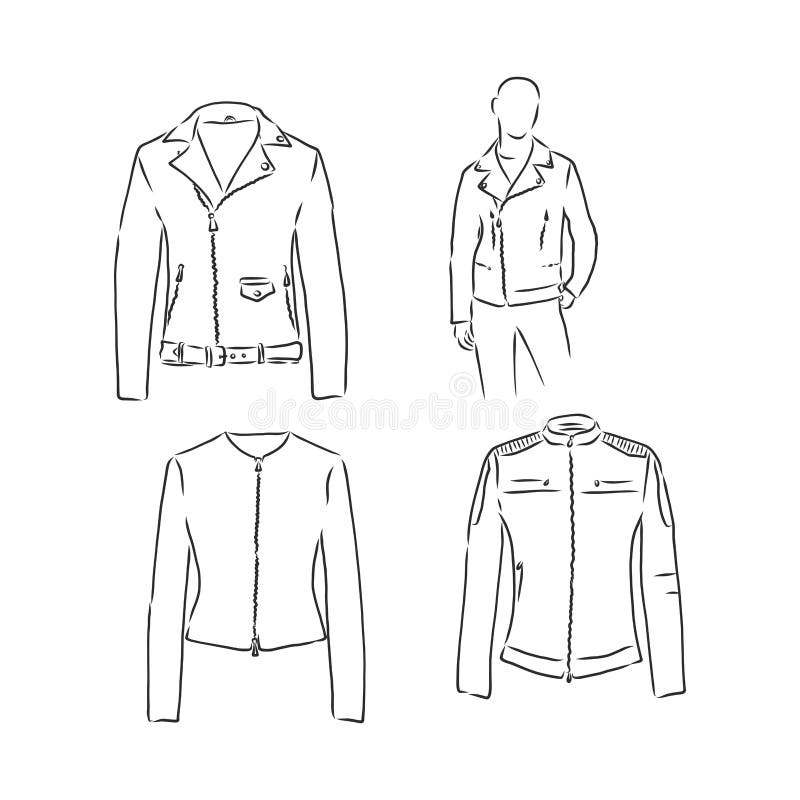 Black and White Vector Set with Original Leather Jackets Leather Jacket ...
