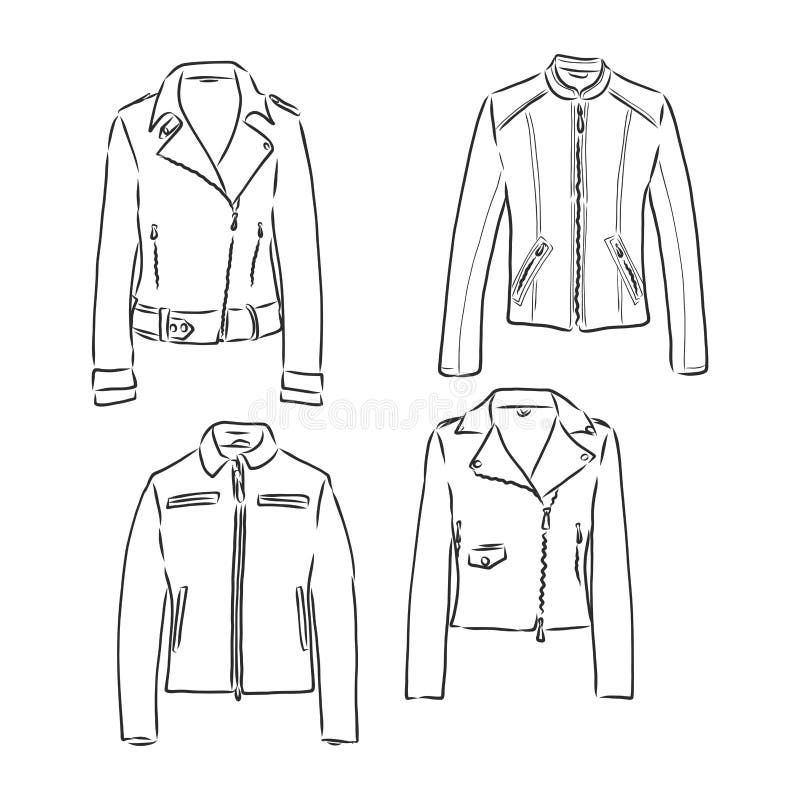 Black and White Vector Set with Original Leather Jackets Leather Jacket ...