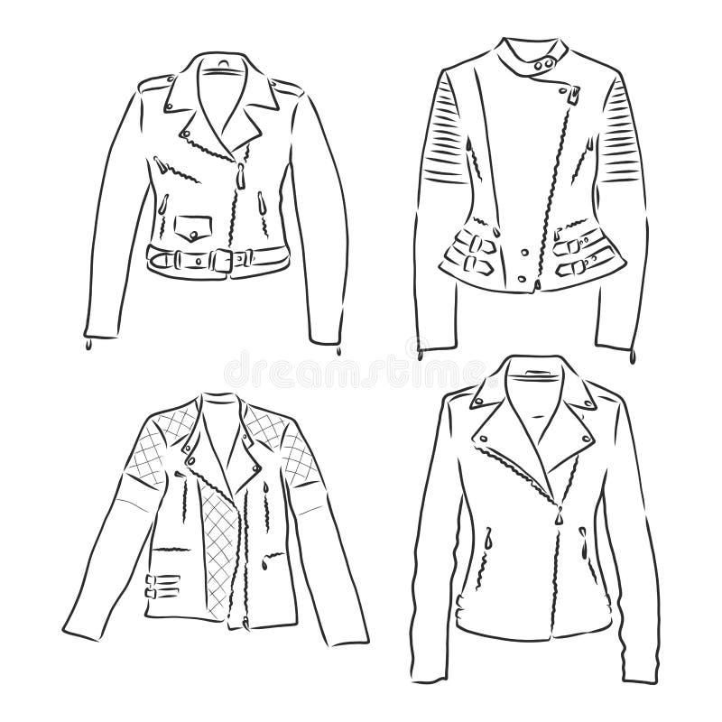 Black and White Vector Set with Original Leather Jackets Leather Jacket ...