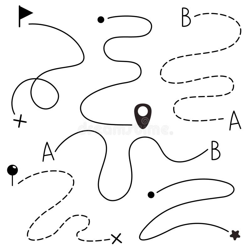 Black and White Vector Set with Path and Label Icons Stock Vector ...