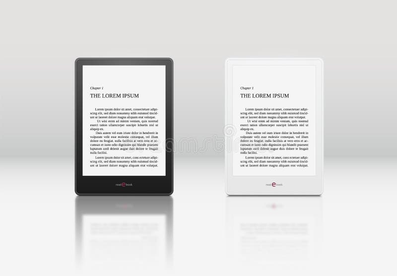 Black and White Versions of Electronic Book with Reflection. Stock ...