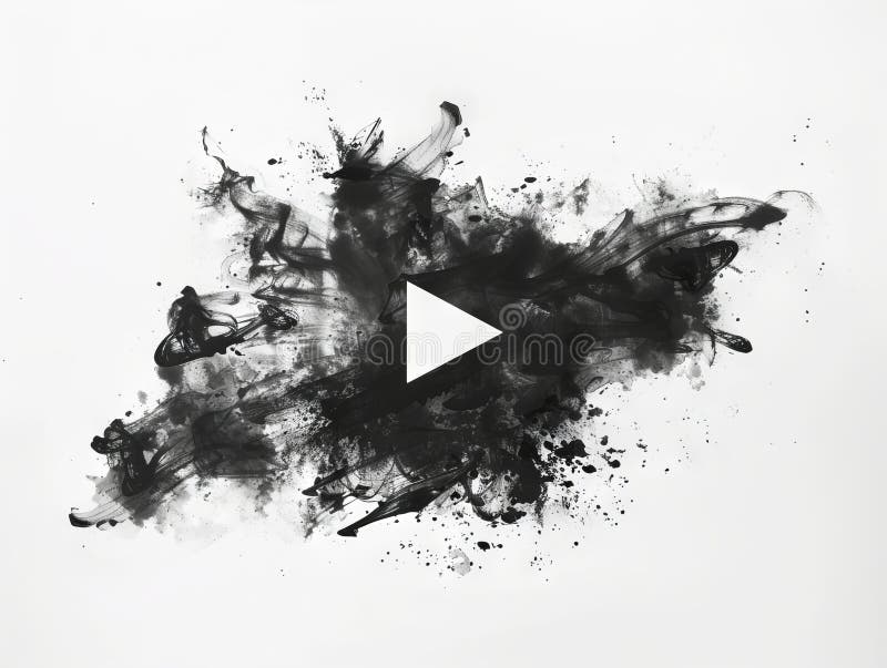A Black and White Video with a Play Button Stock Photo - Image of ...