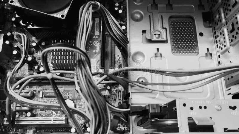 Black and White View of a Cpu Internal Machine Stock Footage - Video of ...