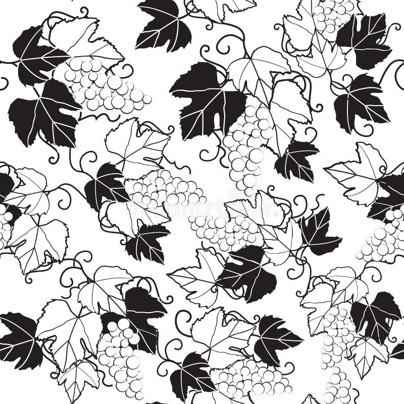 Black and White Vine Seamless Pattern Vector Illustration Stock Vector ...