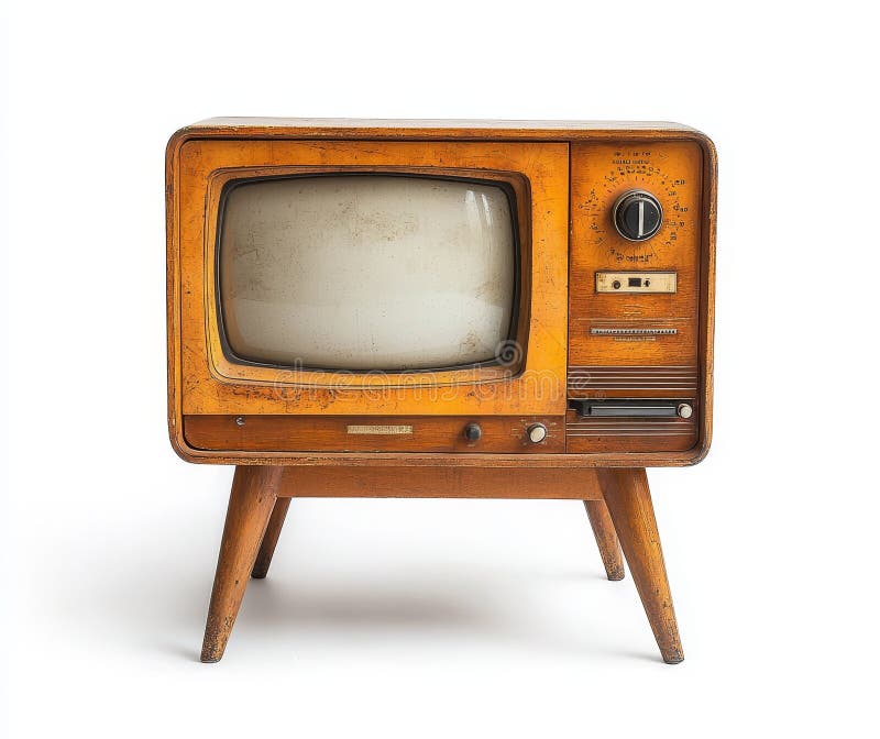 A Black and White Vintage TV, Isolated for Design Use, Embodying Old ...