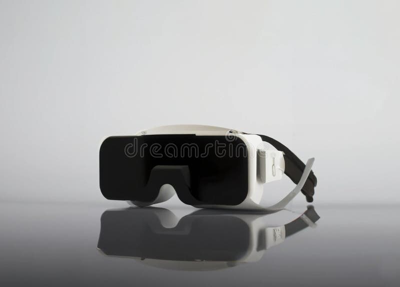 Black and White Virtual Reality Glasses on Gray Background in Bottom ...