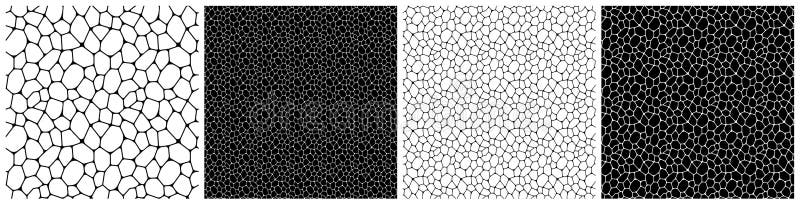 Black and White Voronoi Seamless Patterns Vector Set. Irregular ...