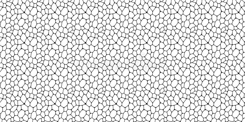 Black and White Voronoi Seamless Patterns Vector Set. Irregular Shapes ...
