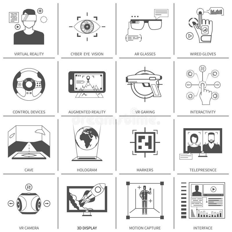 Black and White VR Icons stock vector. Illustration of isolated - 68304880