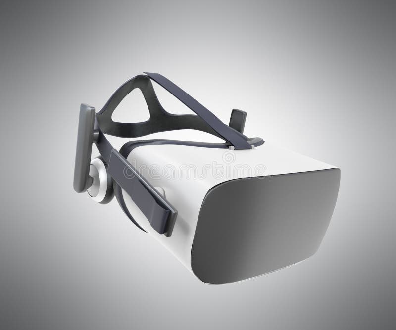 Black and White VR Virtual Reality Headset Isolated on Grey Back Stock ...