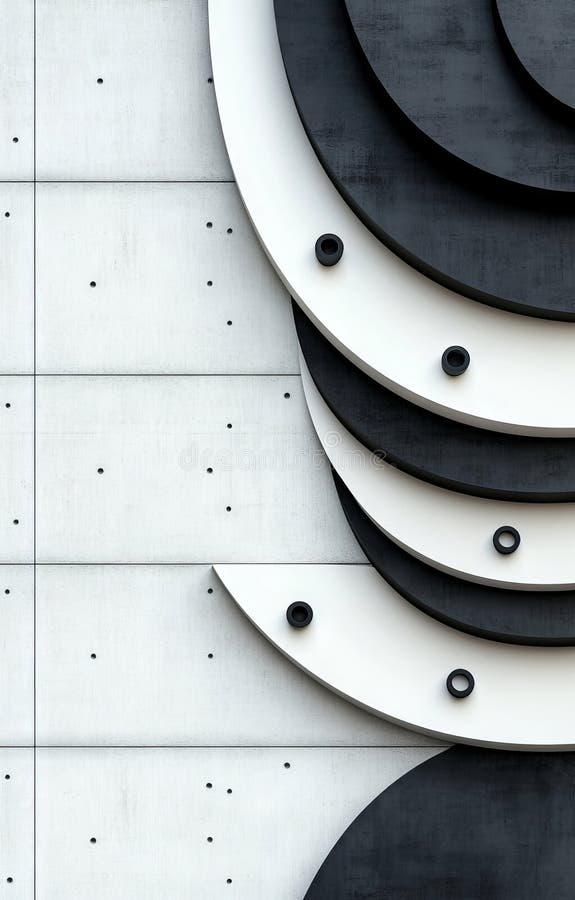 A Black and White Wall with Circles on it Stock Image - Image of ...