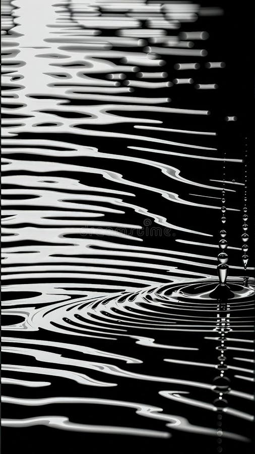 Black and White Water Ripple with Droplet Effect and Liquid Surface ...