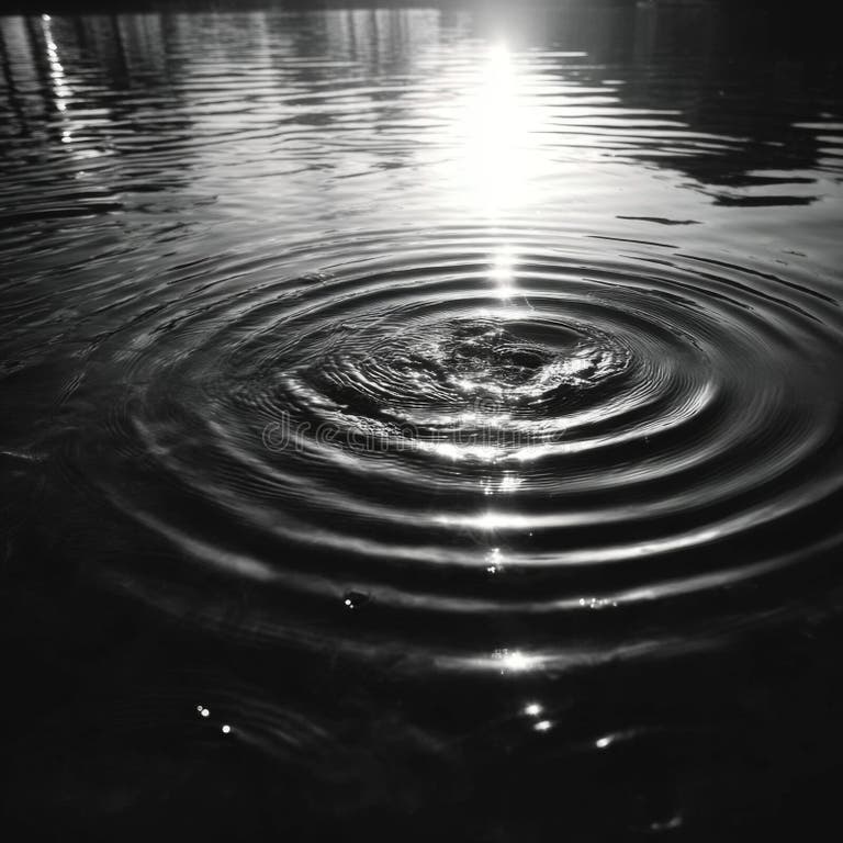 Black and White Water Ripples with Sunlight Reflection Stock ...