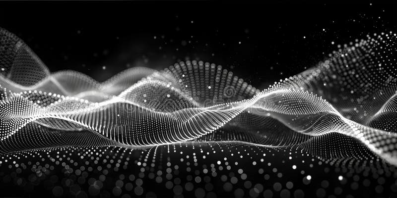 Black White Wave Abstract Particles, Space Pattern Shapes Stock ...