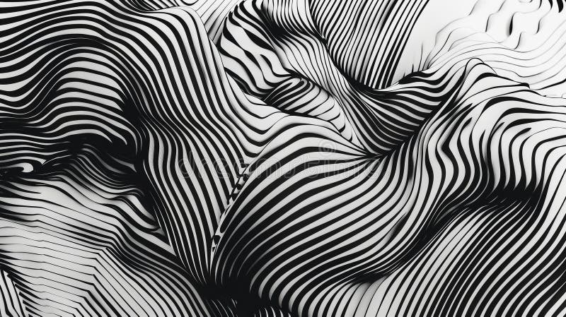 Black and White Wavy Lines Create an Optical Illusion of Fluid Motion ...