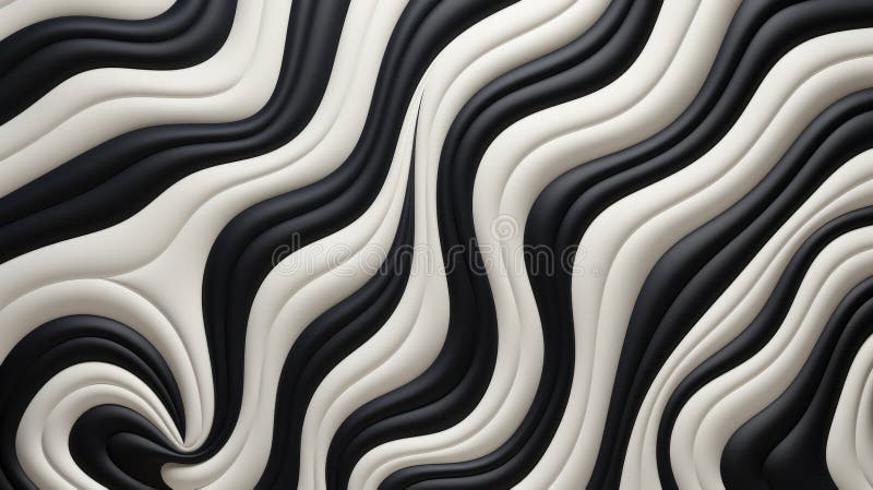 A Black and White Wavy Lines Stock Illustration - Illustration of depth ...
