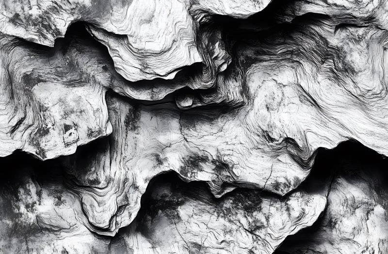 Black-and-white, Wavy Rock Patterns Stock Illustration - Illustration ...