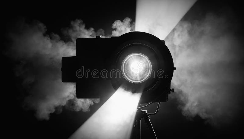 Black and White Wide Lens Projector with Spotlight Ray .abstract ...