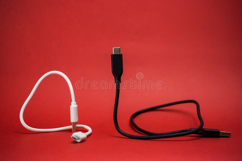 Black and White Wire for Data Transfer Micro USB and USB Type-C Stock ...
