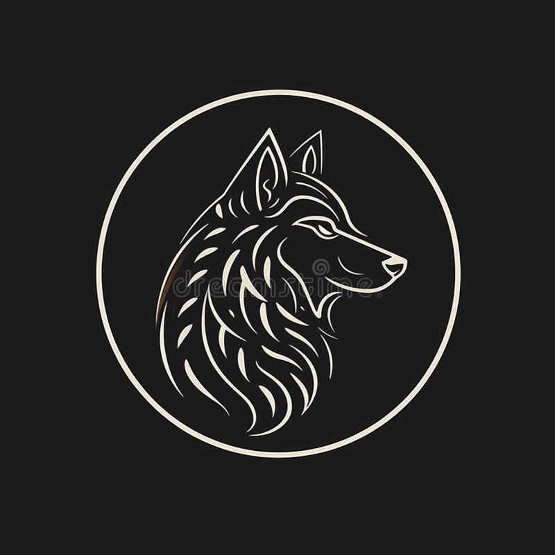 Black and White Wolf Logo Created with Generative AI Stock Illustration ...